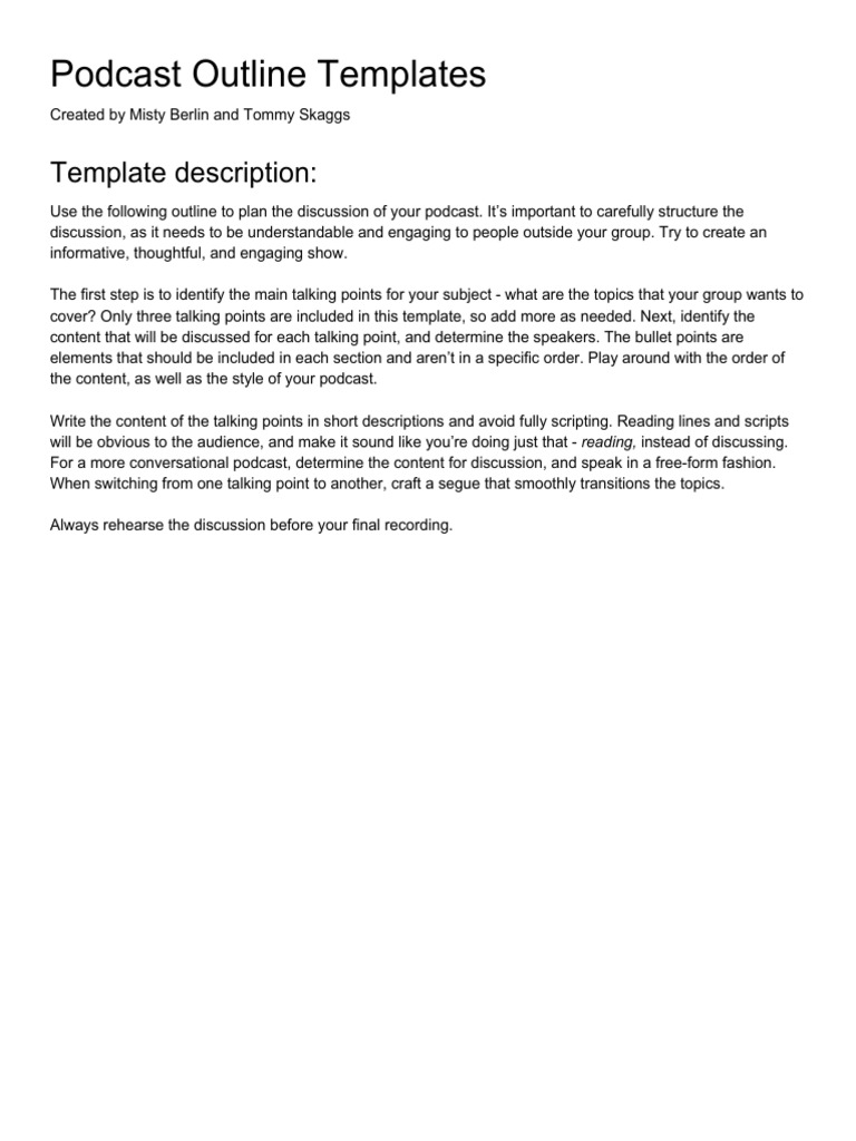 Podcast Outline Template Guide | PDF | Human Communication