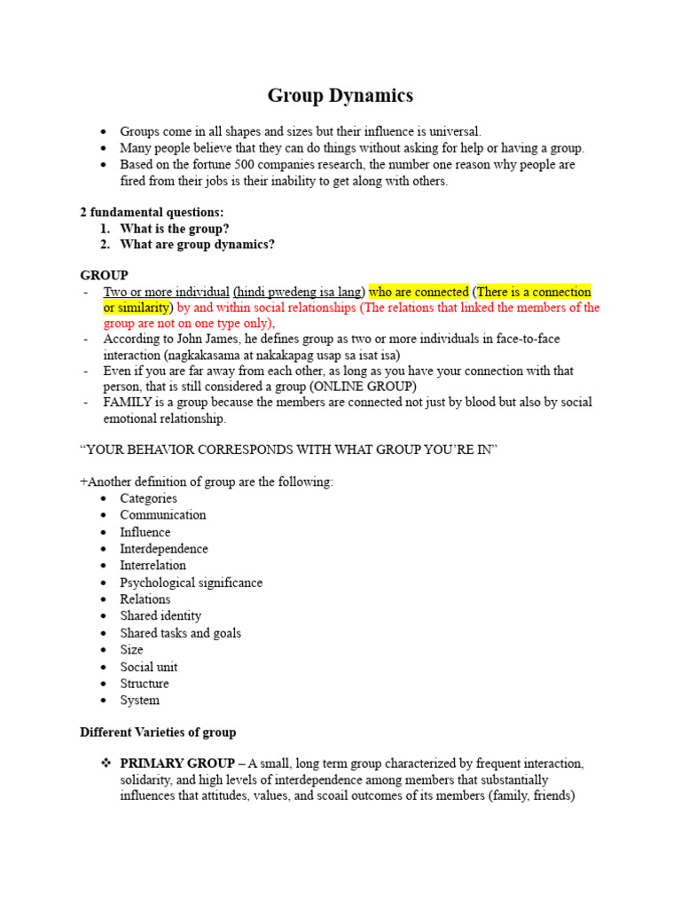Group Dynamics | PDF | Identity (Social Science) | Social Group