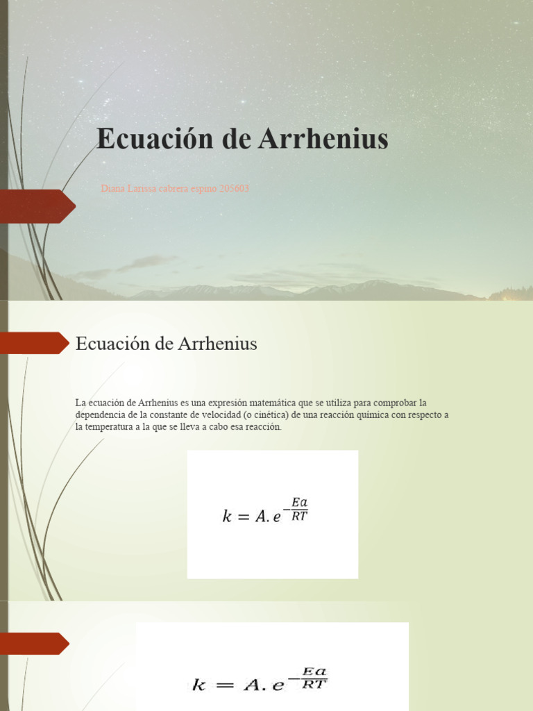 presentacion arrhenius | PDF
