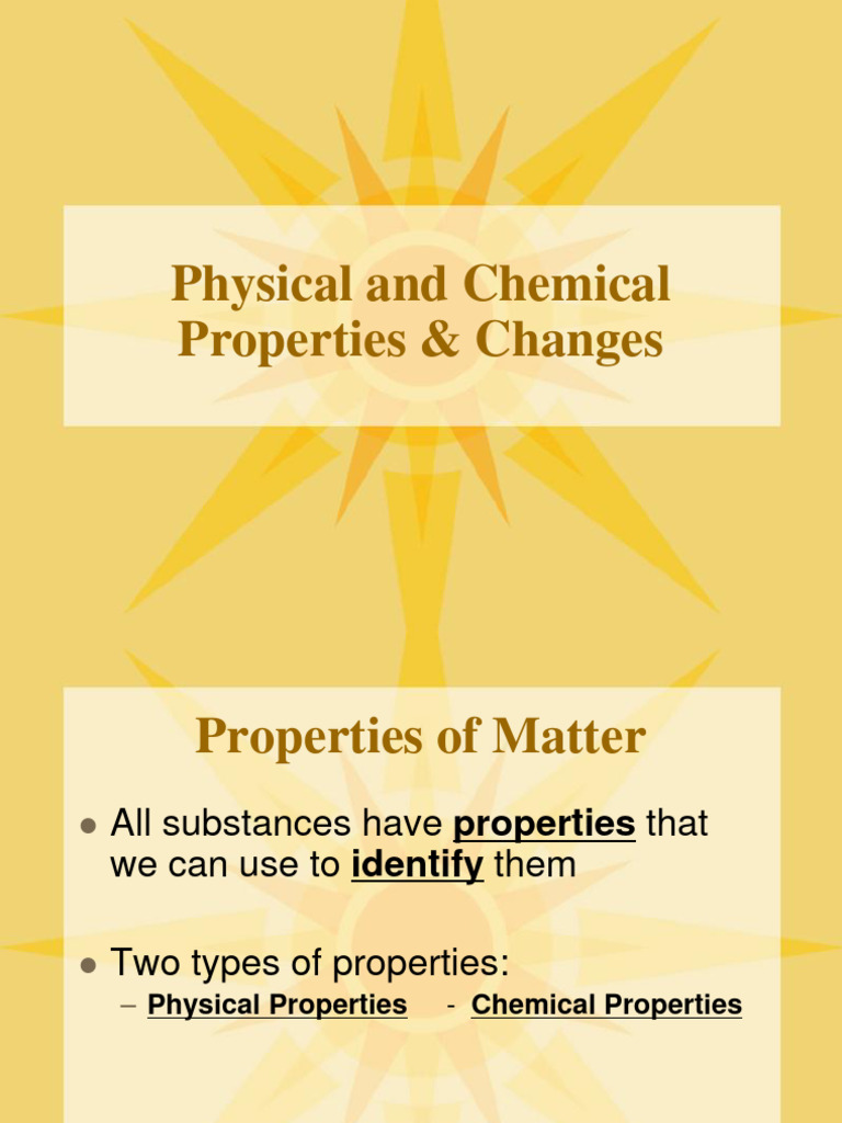 Physchem Props and Changes Notes | PDF | Chemical Substances | Water