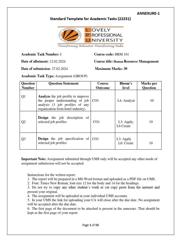 HRM 101 Ca1 2303 | PDF | Computers