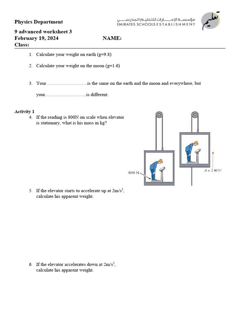 Calculating Apparent Weight in Physics | PDF