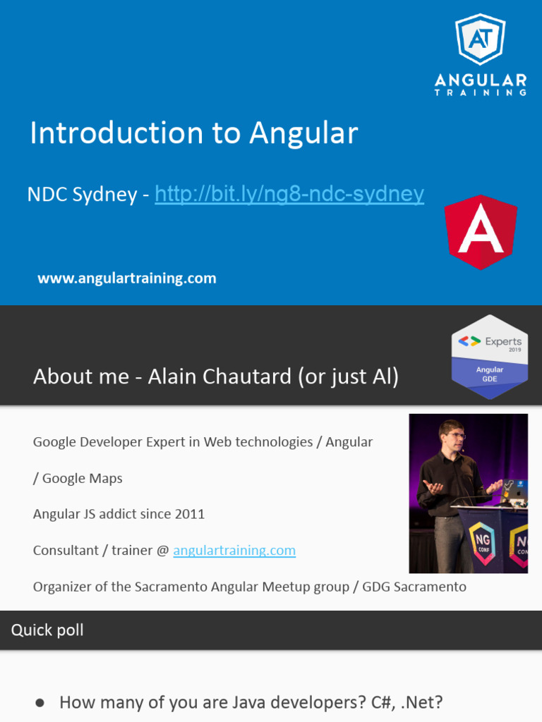 Introduction To Angular 8 - NDC Sydney | PDF | Html | Programming