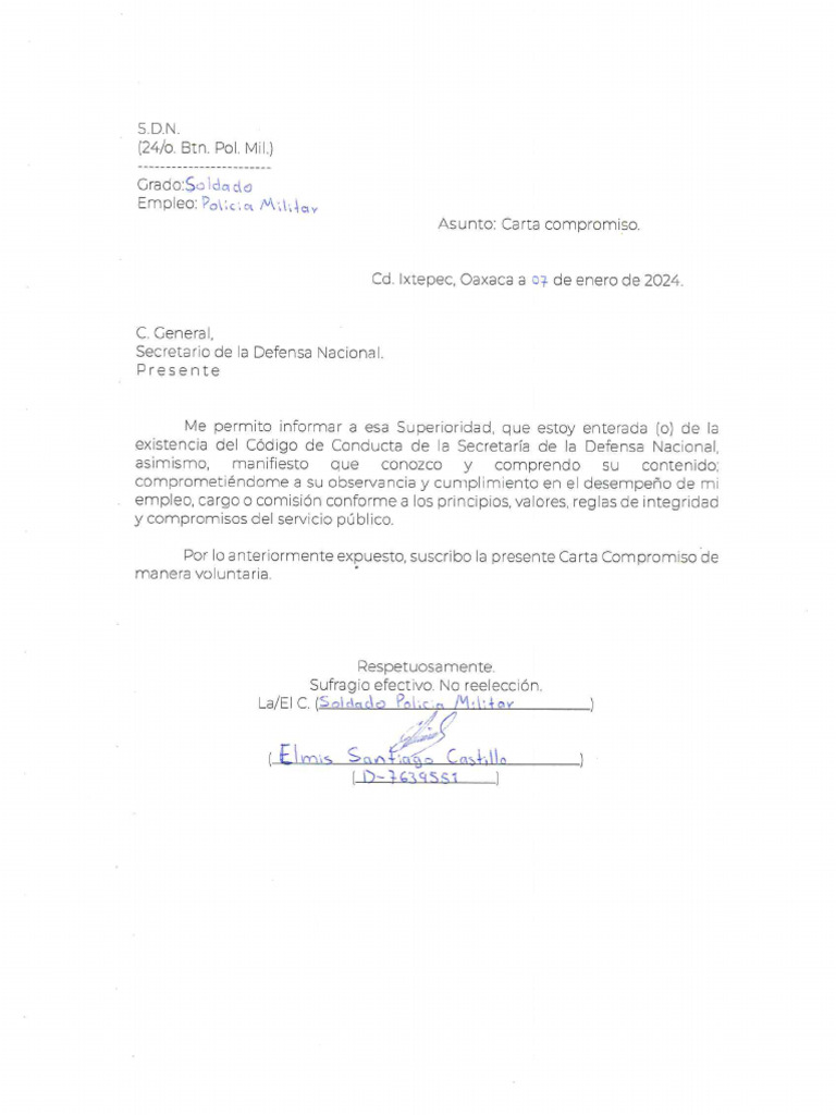 SLD - Pol.mil Elmis Santiago Castillo D-7639551 | PDF