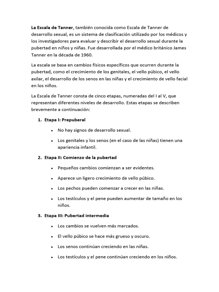 Escala de Tanner: Guía de Pubertad | PDF