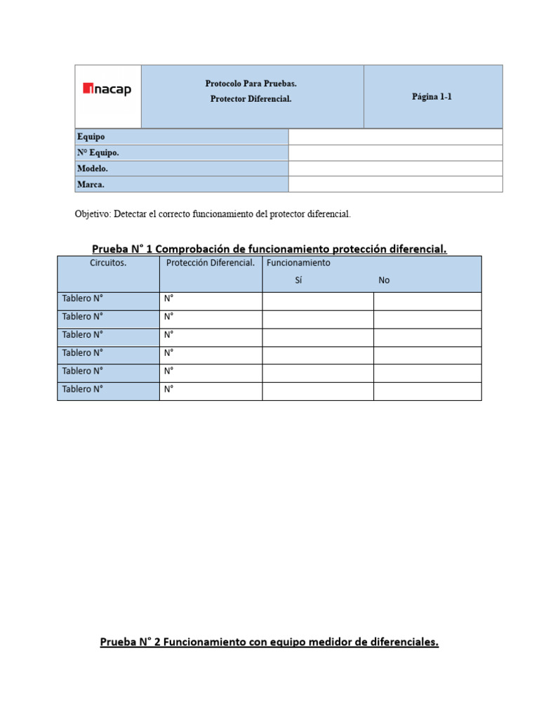 Protocolo de Pruebas Protecciones Diferenciales | PDF
