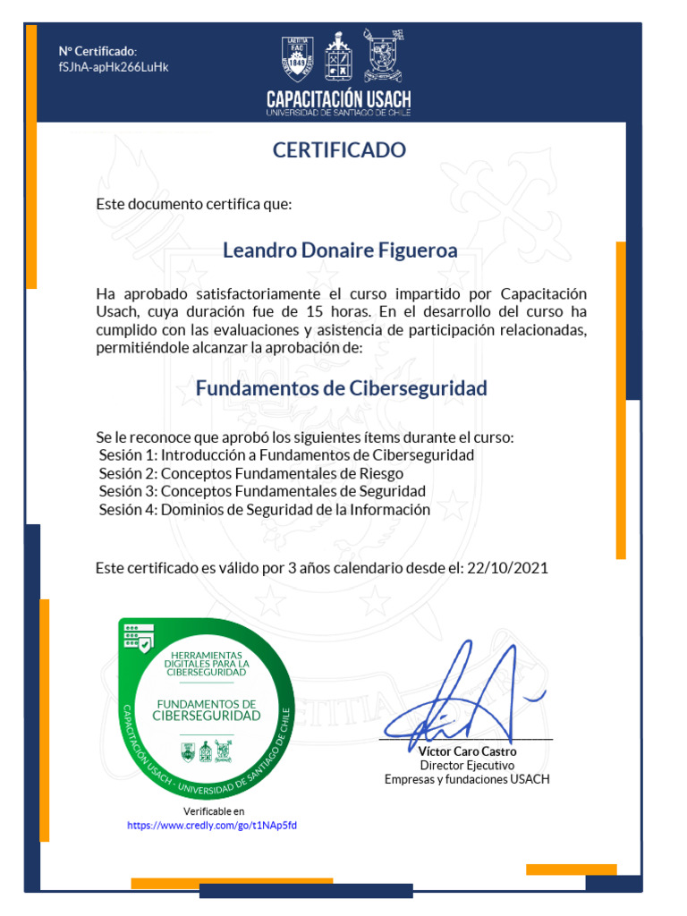 Ciberseguridad Certificado | PDF | Finanzas y dinero