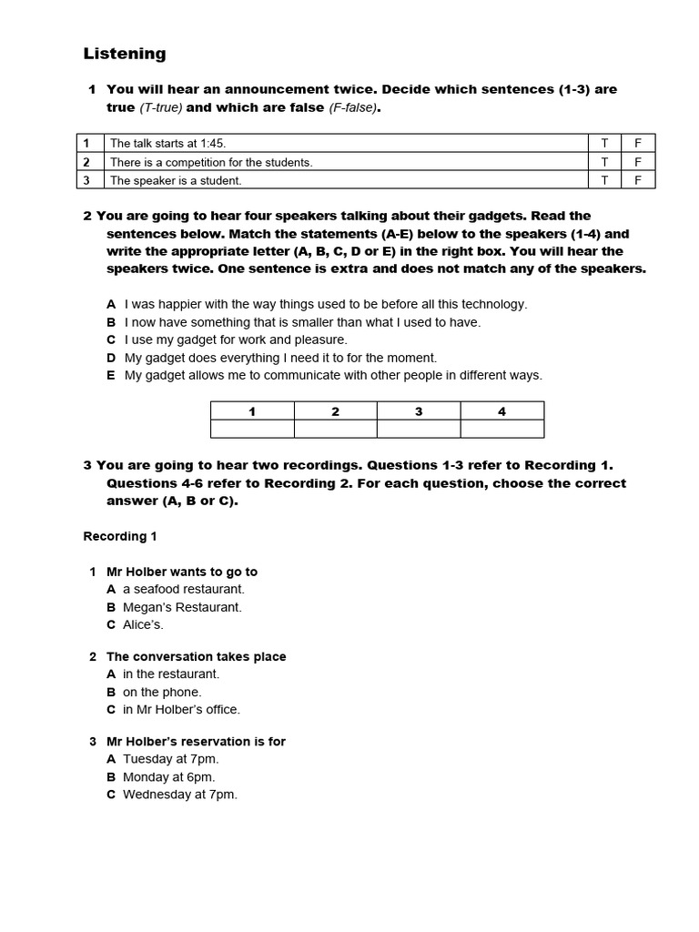 Listening Comprehension Exercises | PDF