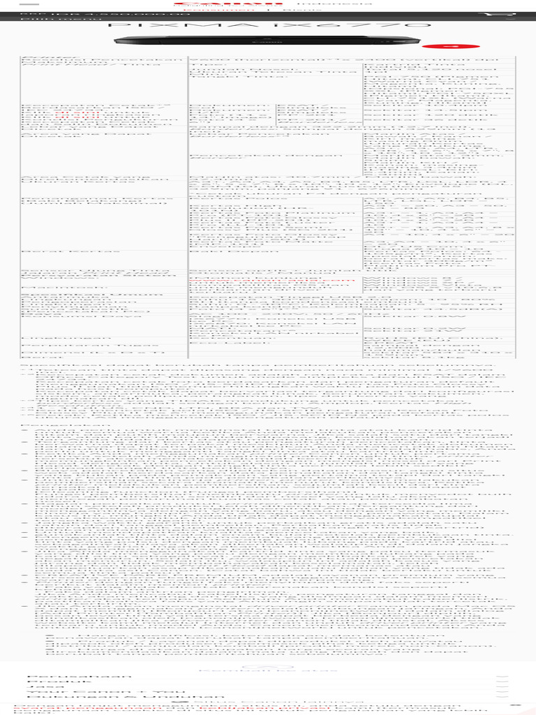 Pencetakan - PIXMA IX6770 - Spesifikasi - Canon Indonesia | PDF