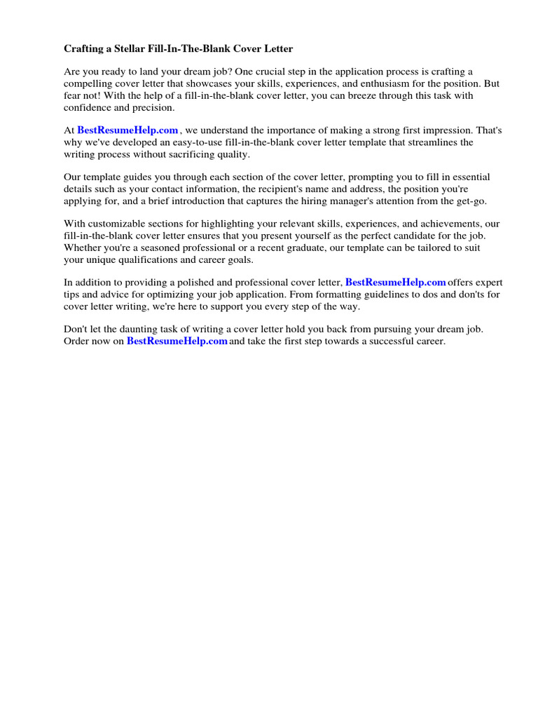 Fill in The Blank Cover Letter | PDF | Résumé | Proofreading
