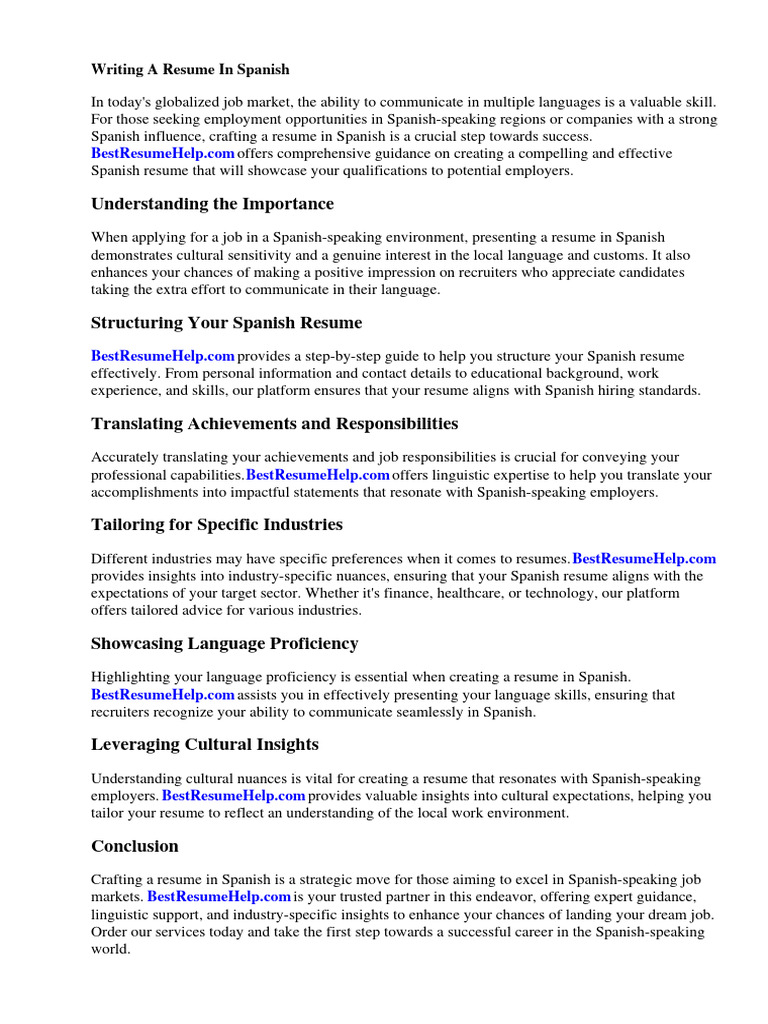 Writing a Resume in Spanish | PDF | Résumé | Spanish Language