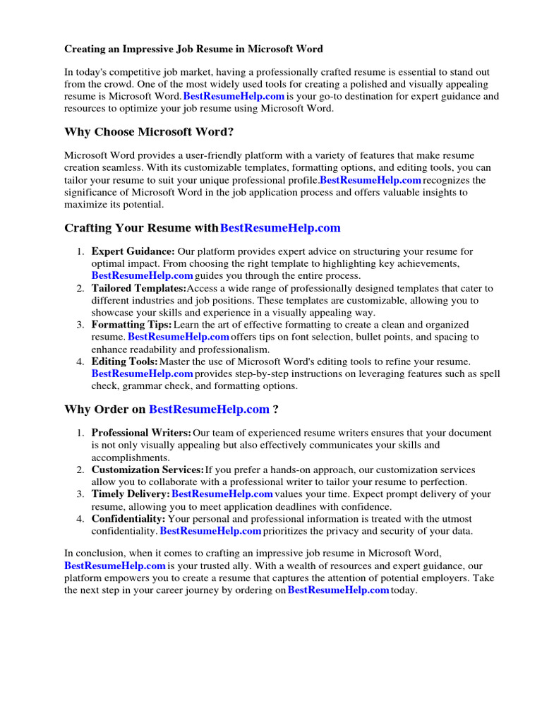Crafting Resumes in Microsoft Word | PDF | Résumé | Microsoft Word