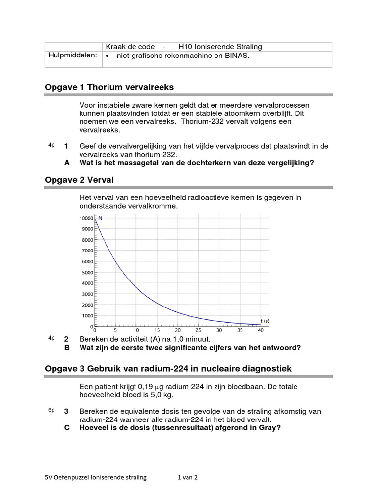 Oefentoets 5V NA H10 Ioniserende Straling | PDF