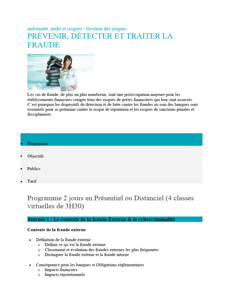 Gestion Du Risque Des Fraudes Externes - Programme | PDF | Audit | Risque