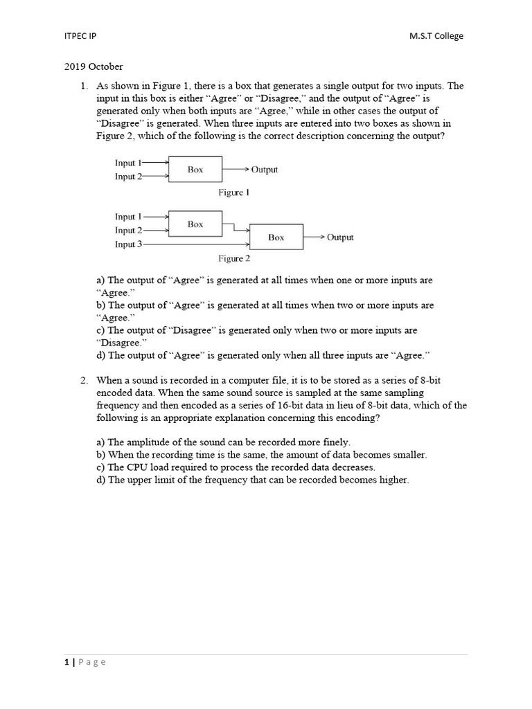 ITPEC IP 2019 October | PDF