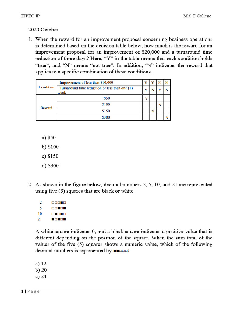 ITPEC IP 2020 October | PDF | Central Processing Unit | Operating System