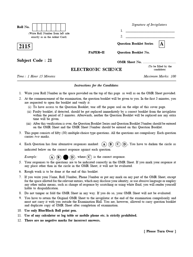 Electronic Science Exam Instructions | PDF | Information And ...