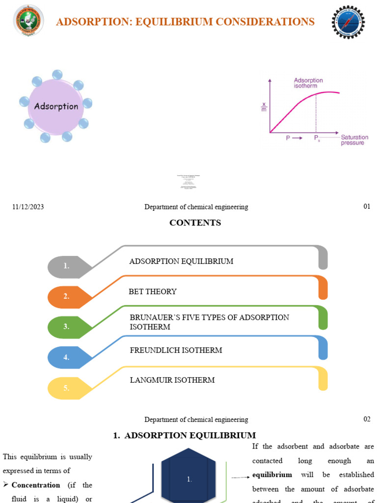 Adsorption-Equilibrium Considerations | PDF | Adsorption | Physical Quantities