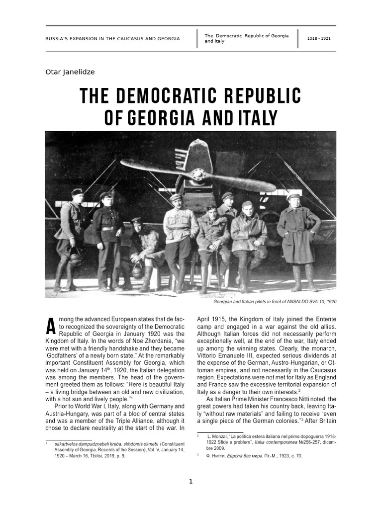 Italy's Role in Democratic Georgia (1918-1921) | PDF | Georgia (Country ...