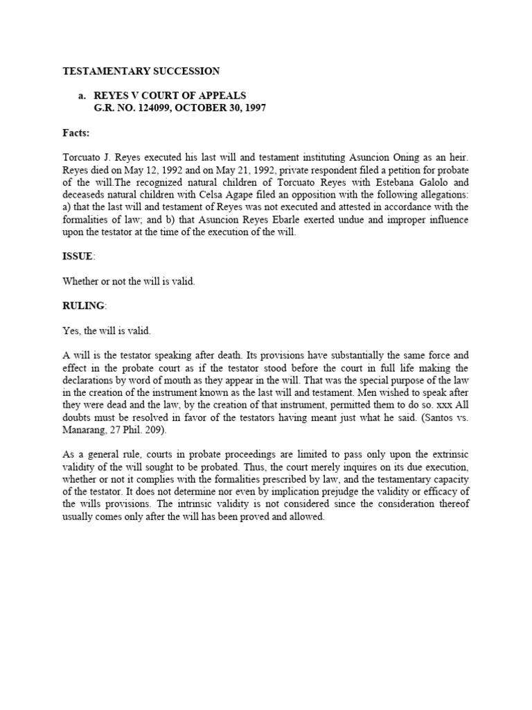 Testamentary Succession | Download Free PDF | Will And Testament ...