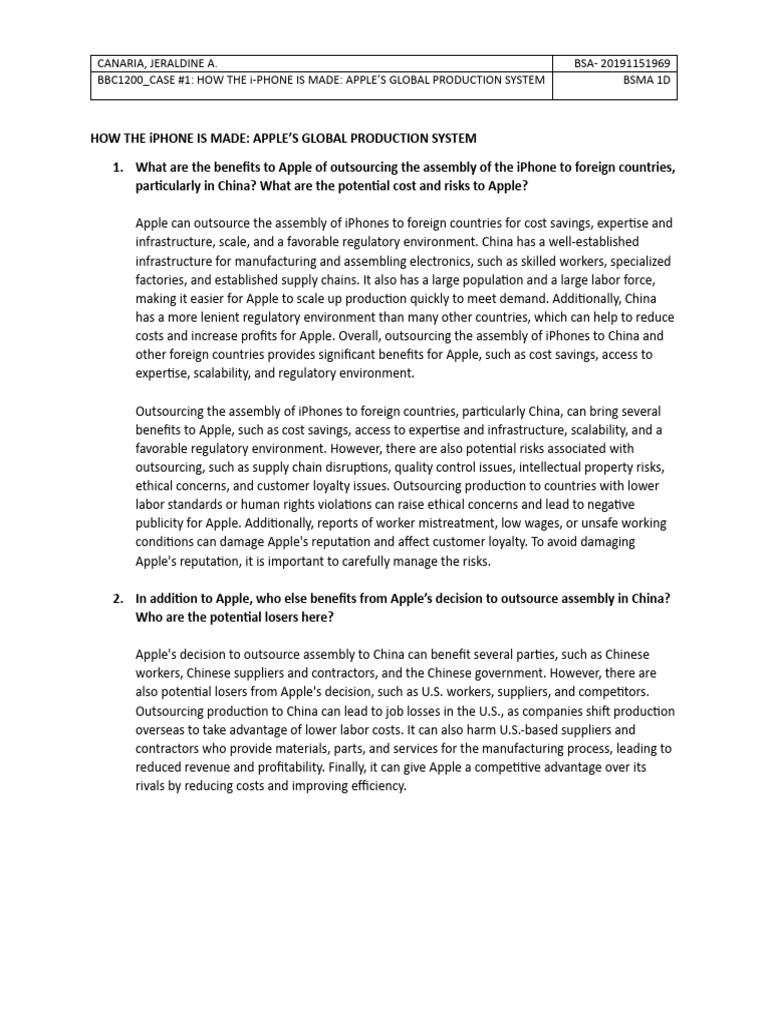 HOW THE iPHONE IS MADE APPLE'S GLOBAL PRODUCTION SYSTEM | PDF ...