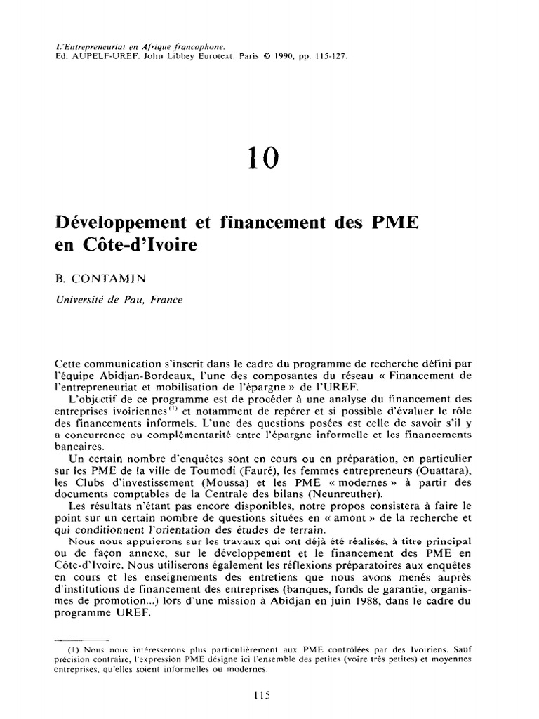 Finacement Des Pme | PDF