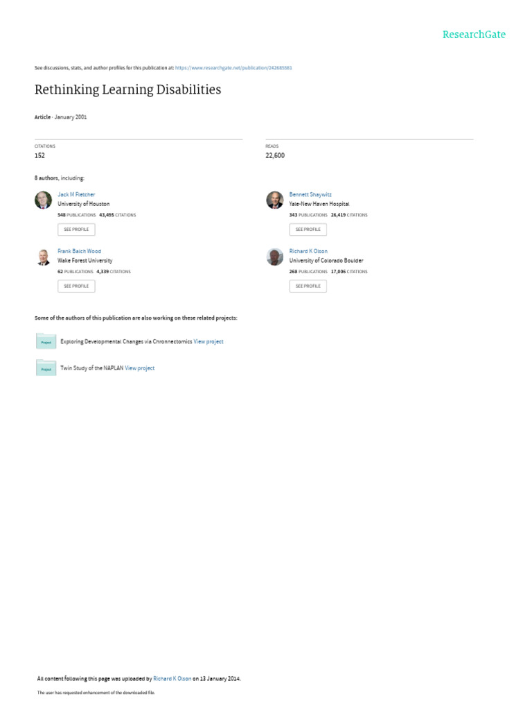 Rethinking Learning Disabilities | PDF | Special Education ...