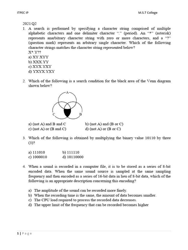 Itpec Ip 2021 Q2 | PDF | Central Processing Unit | Computer Data Storage