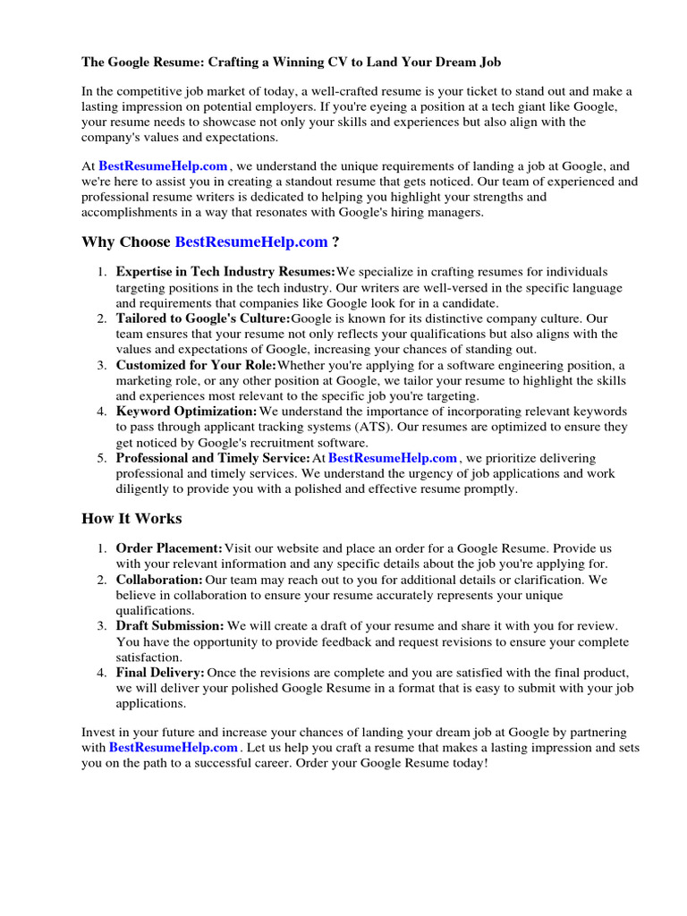 The Google Resume | PDF | Résumé | Computing