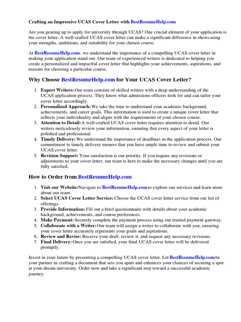 Ucas Cover Letter | PDF | Résumé | Linked In