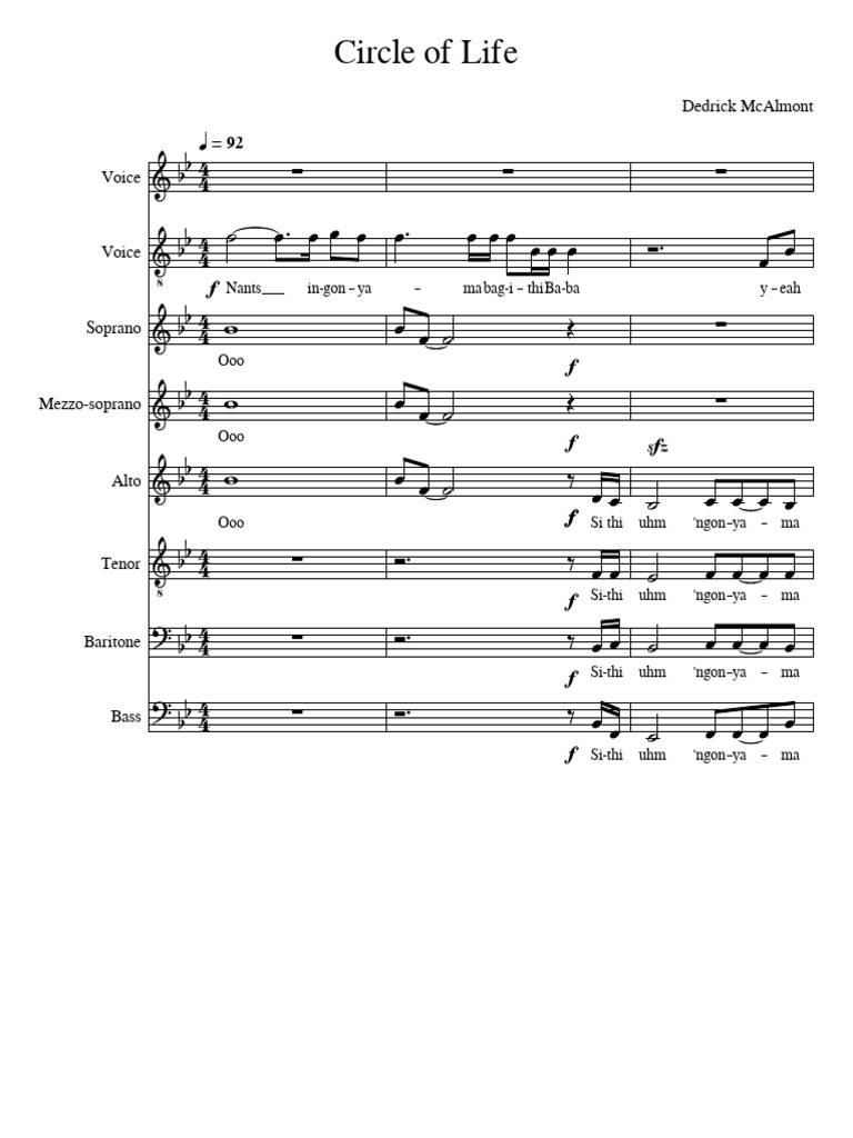 Circle_Of_Life | PDF | Pitch (Music) | Compositions