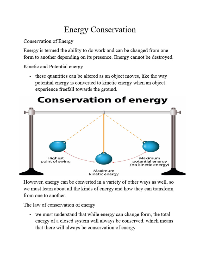 Conservation of Energy | PDF | Kinetic Energy | Potential Energy