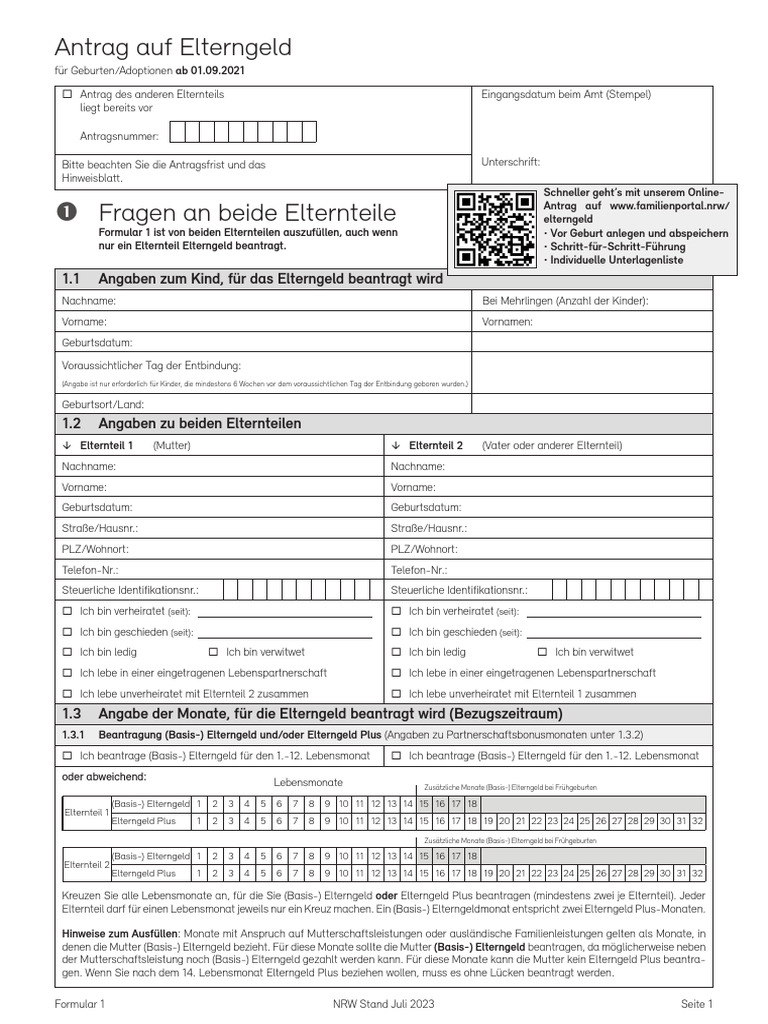 Antrag Auf Elterngeld - 08 23 | PDF
