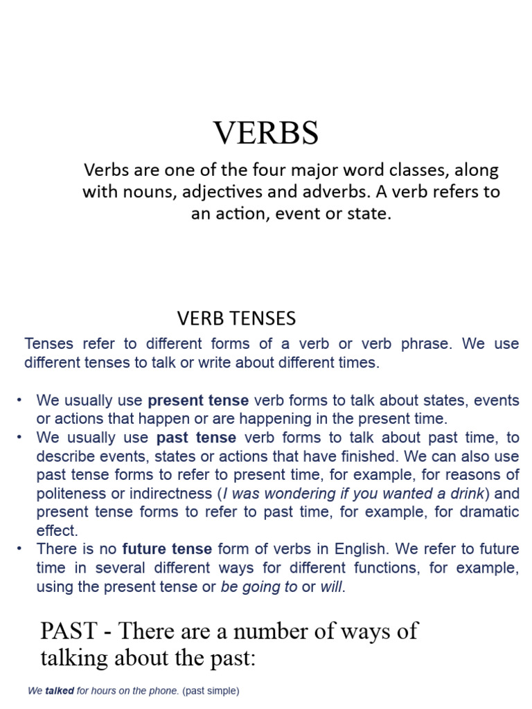 Verbs - Presentation | PDF | Verb | Grammatical Tense