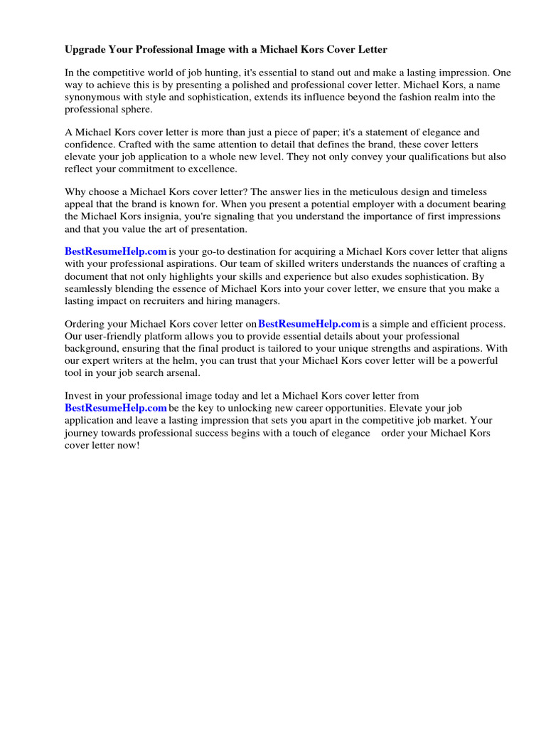 Michael Kors Cover Letter | PDF