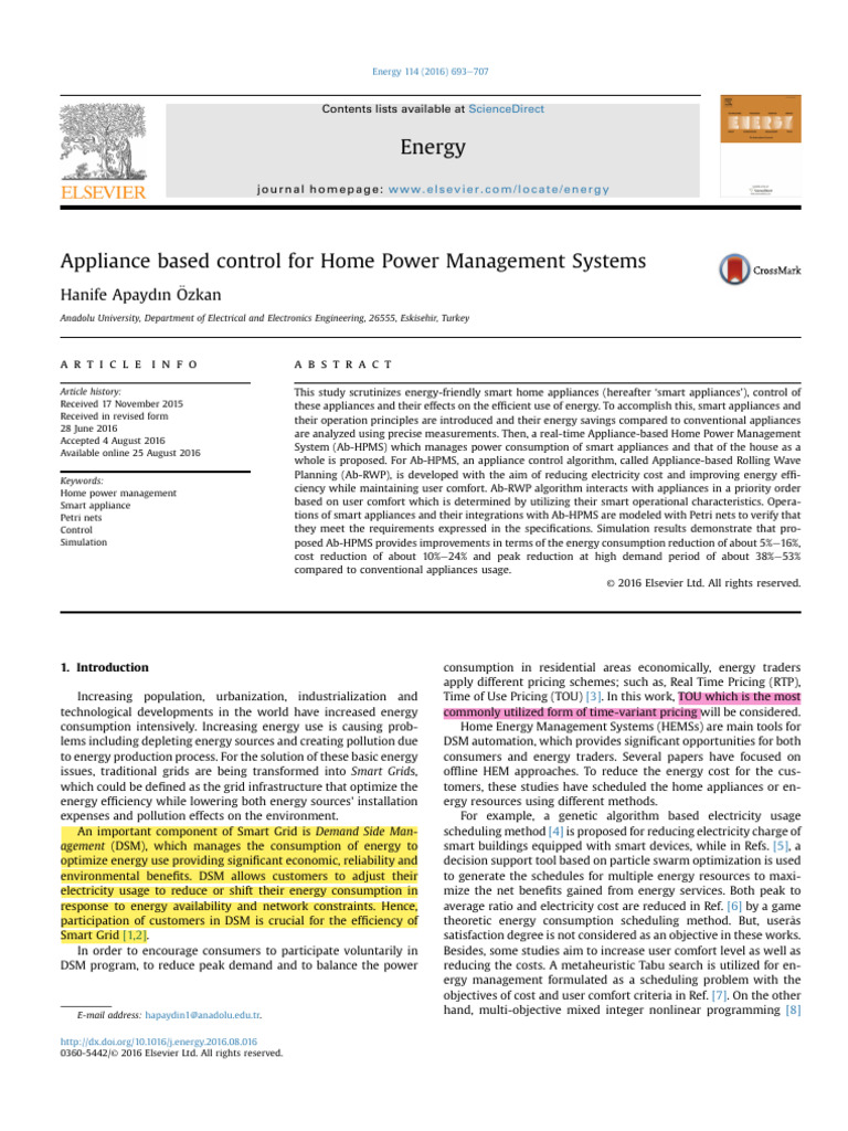 Appliance Based Control For Home Power Management Systems | PDF ...
