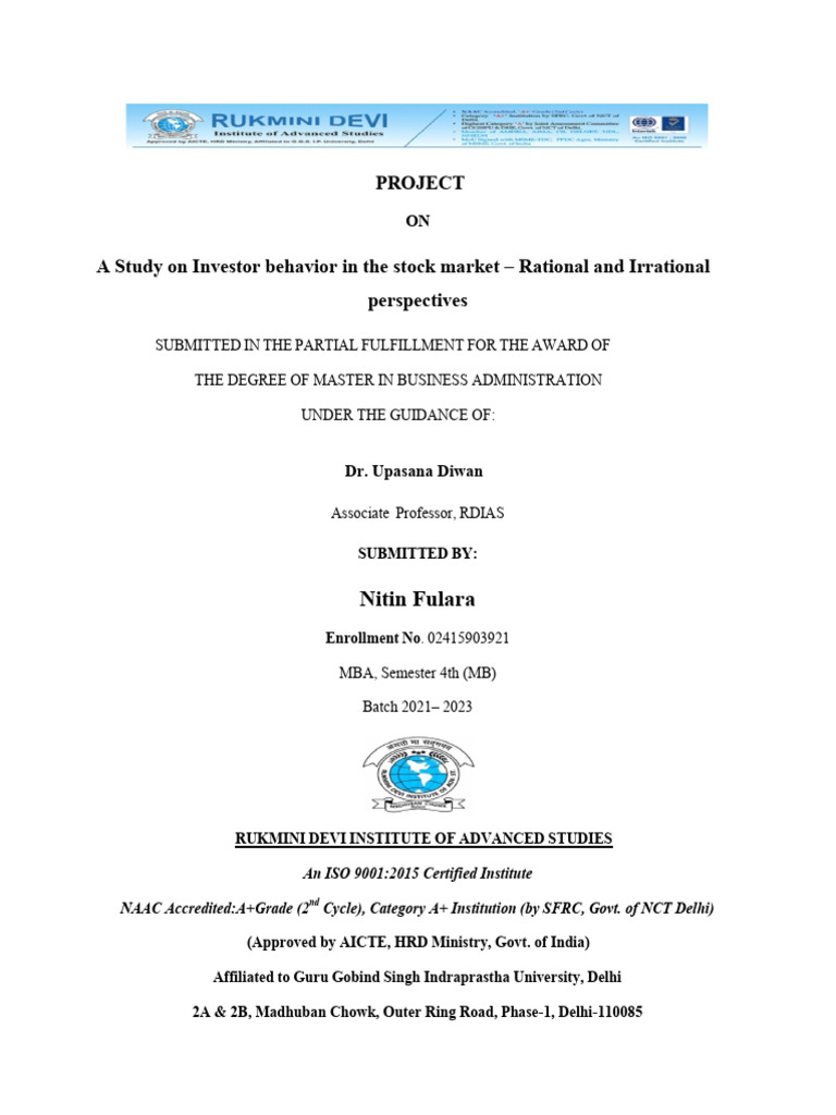 1st Draft | PDF | Behavioral Economics | Stocks