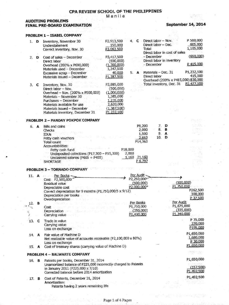 AP Solution - (Final Preboard) | PDF