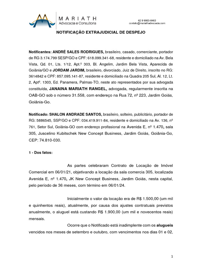 Modelo Notificação Extrajudicial Para Desocupação De Imóvel Download