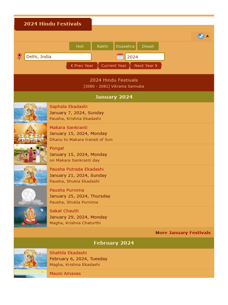 Hindu Festival Calendar 2024 | PDF