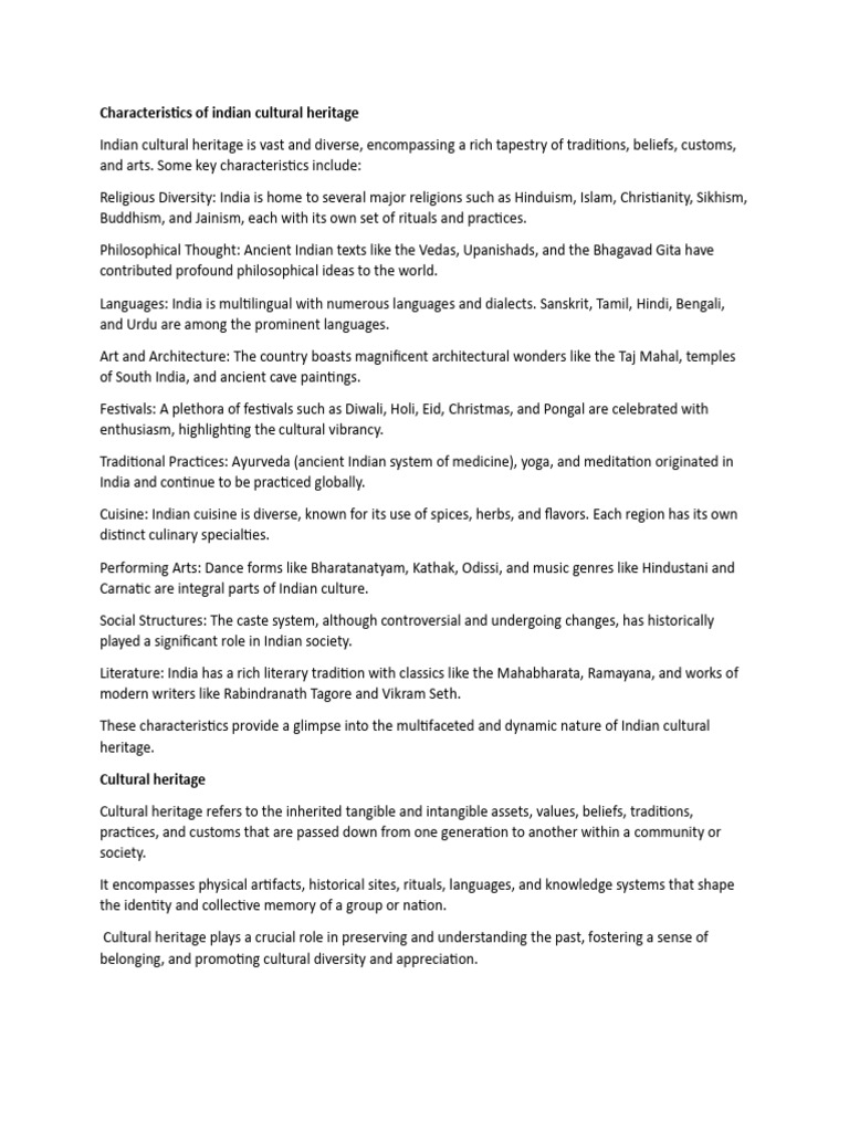 Characteristics of Culture Heritage | PDF