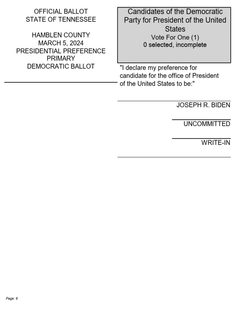Hamblen County Dem Sample Ballot | PDF | Elections | Group Decision Making