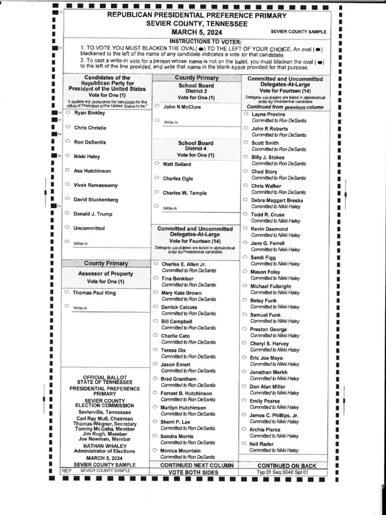 Sevier County Rep Sample Ballot | PDF