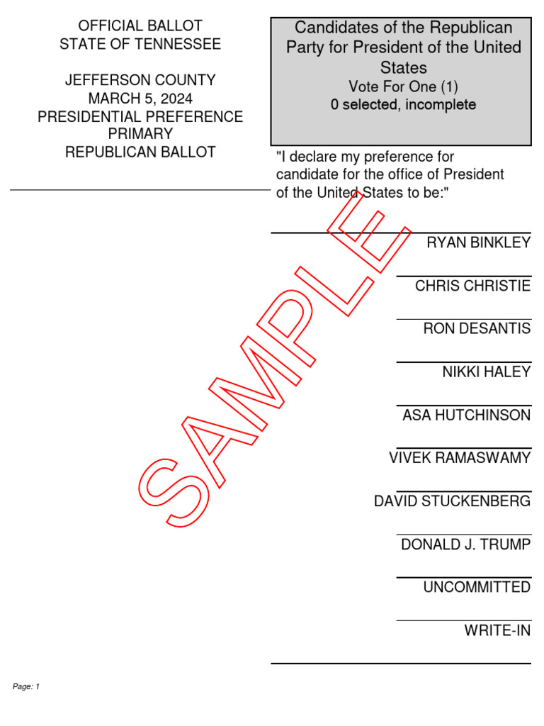 Jefferson County Sample Ballot | PDF | American Political People | The ...