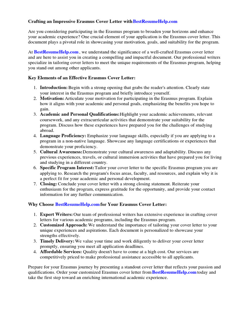 Erasmus Cover Letter | PDF | Motivation | Motivational