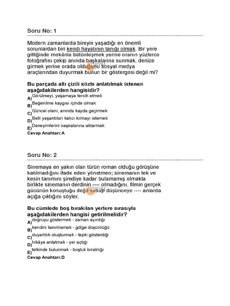 KPSS Ortaogretim Sorulari | PDF