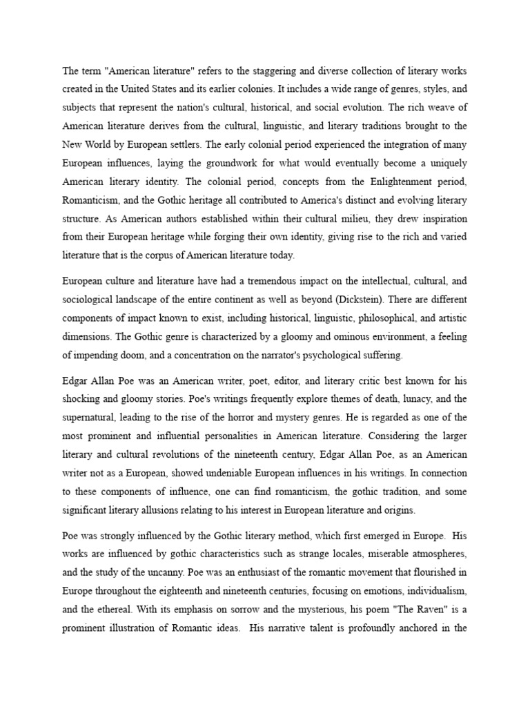 European Influences in Edgar Allan Poe's 'The Tell-Tale Heart' and 'The ...