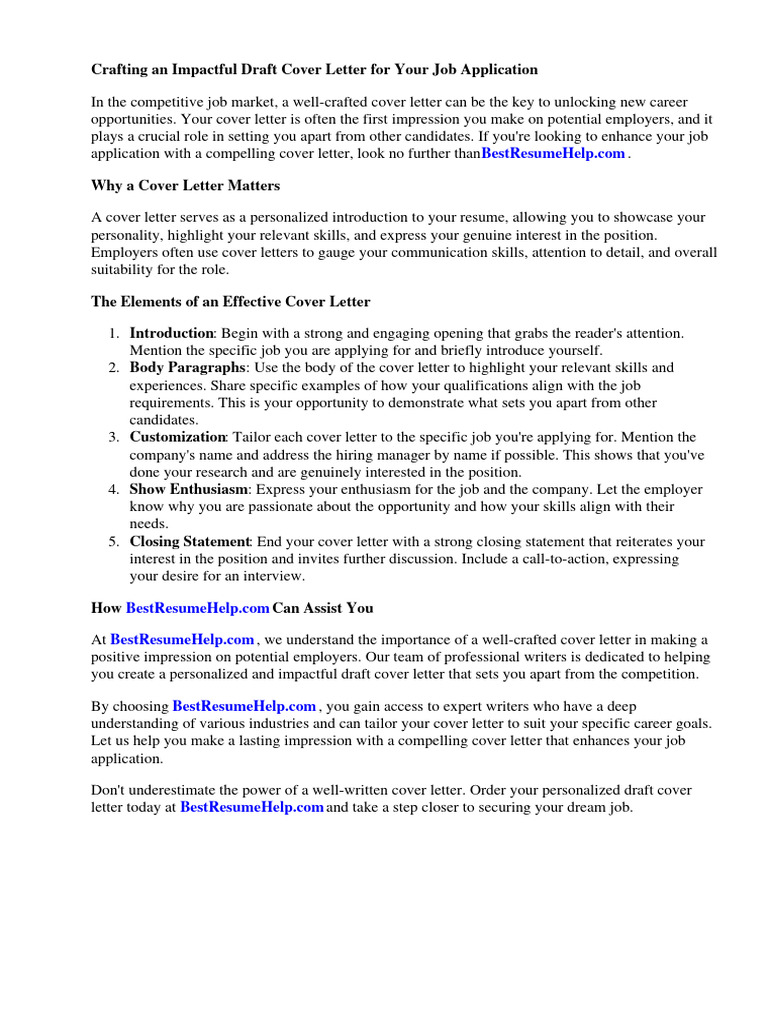 Draft Cover Letter Job Application | PDF | Résumé | Recruitment