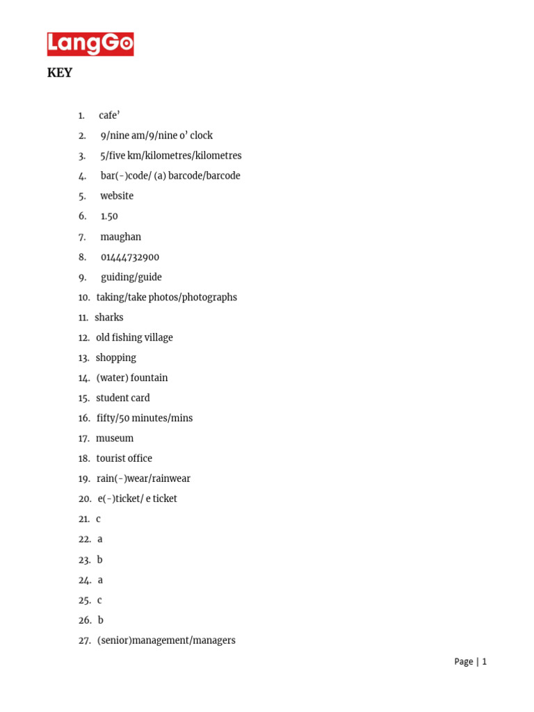 Key and Transcript | PDF | Glasses | Concrete