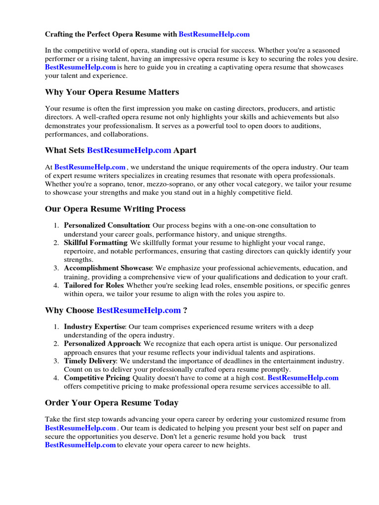 Opera Resume | PDF | Résumé | Singing
